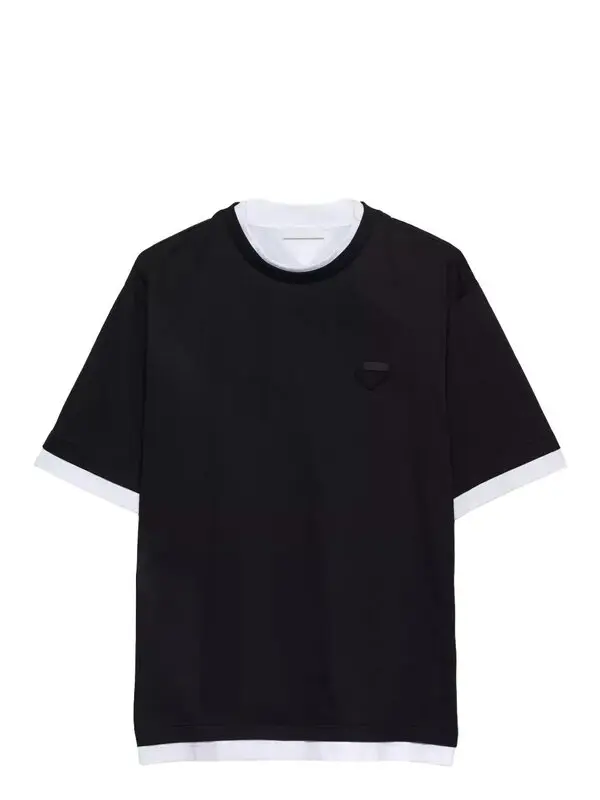 Prada Triangle-logo Cotton T-shirt - Black