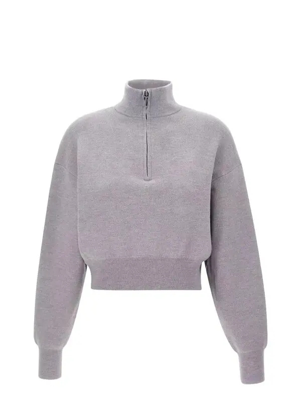 Victoria Beckham High-neck Zip-front Sweatshirt - Grey