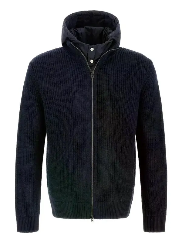 Herno Ribbed Knit Zip-up Sweater - Blue