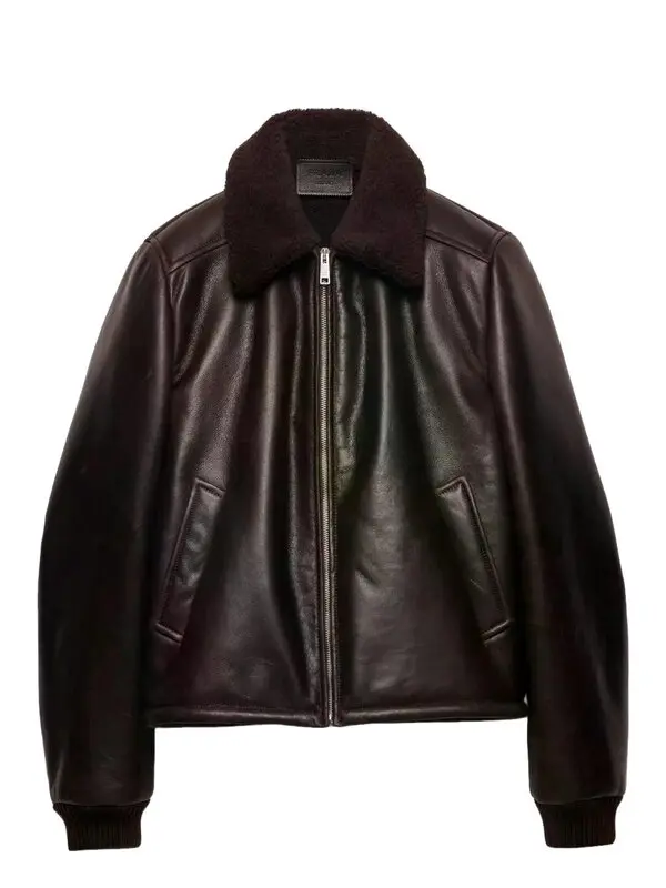 Prada Shearling-collar Leather Jacket - Brown