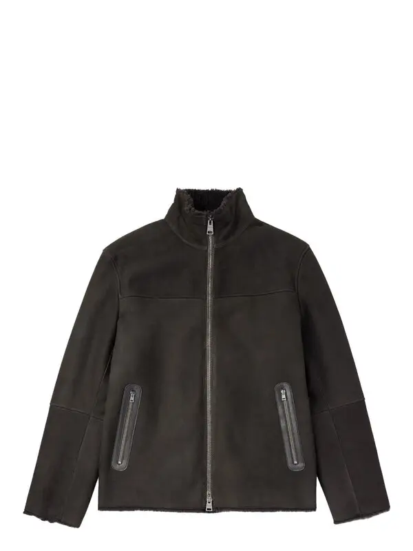 Herno Leather-trimmed Panelled Shearling Jacket - Brown