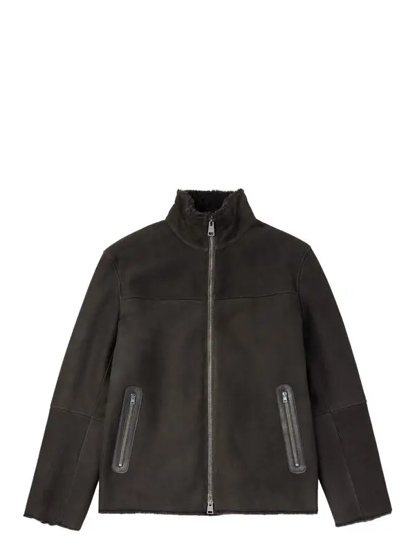 Herno Leather-trimmed Panelled Shearling Jacket - Brown