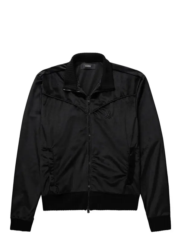 Amiri Slim-fit Logo-appliquéd Velvet Track Jacket - Black