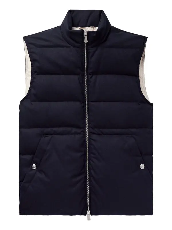 Eleventy Quilted Wool Down Gilet - Blue