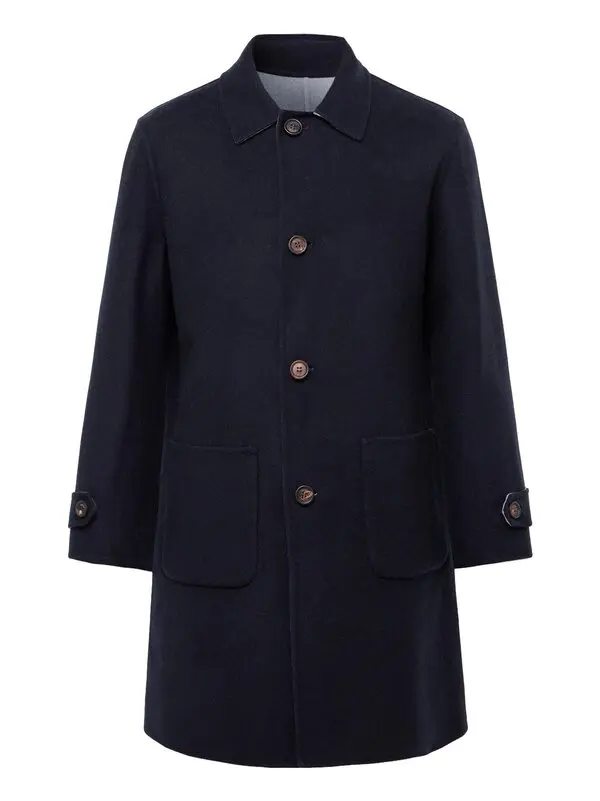 Eleventy Reversible Wool-felt Coat - Blue