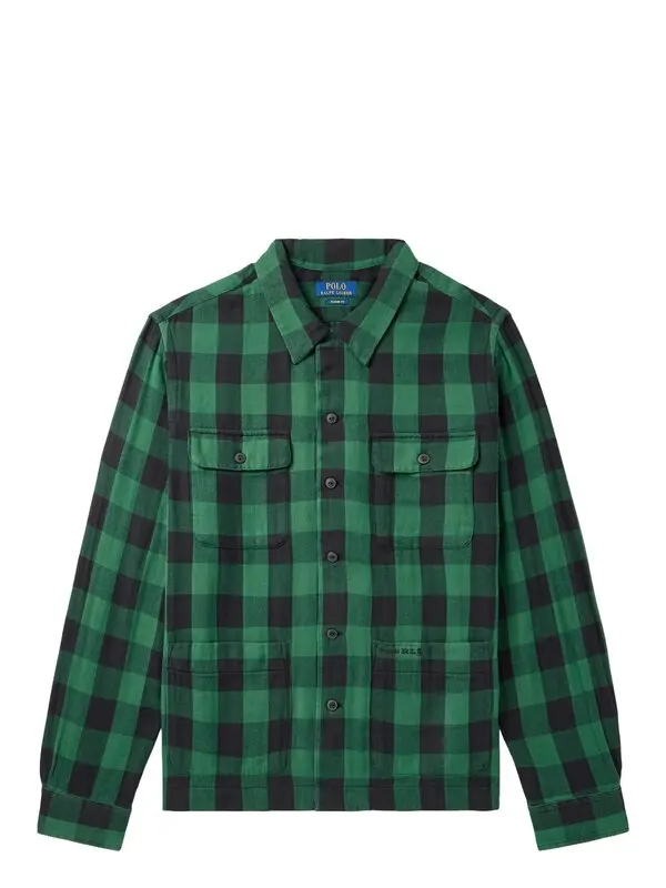 Polo Ralph Lauren Logo-embroidered Checked Cotton-flannel Overshirt - Green