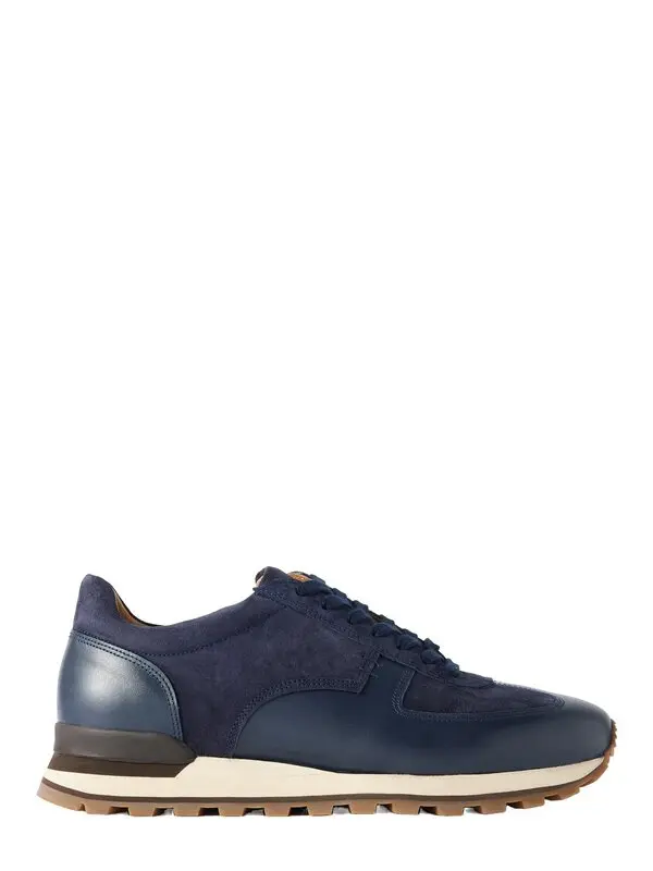 Mr P. Carlos Suede And Leather Sneakers - Blue