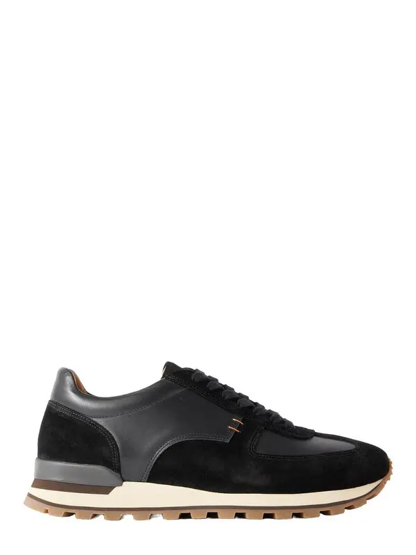 Mr P. Carlos Leather And Suede Sneakers - Black