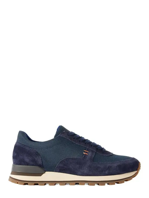 Mr P. Carlos Suede And Mesh Sneakers - Blue
