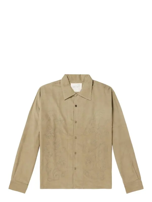 KARDO Chintan Embroidered Cotton Shirt - Neutrals
