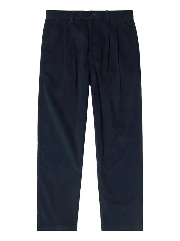 KARDO Antonio Straight-leg Embroidered Cotton-corduroy Trousers - Blue