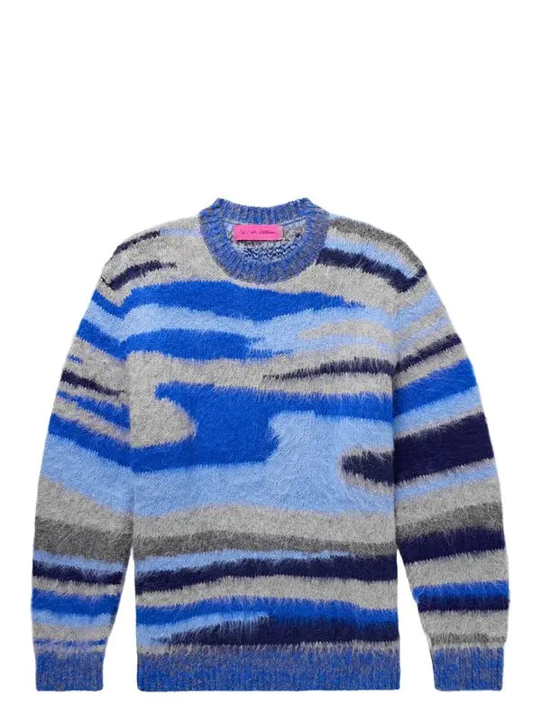 THE ELDER STATESMAN Alpaca-blend Jacquard Sweater - Blue