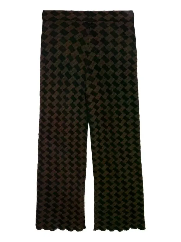 YANYAN Basket-weave Cropped Trousers - Brown