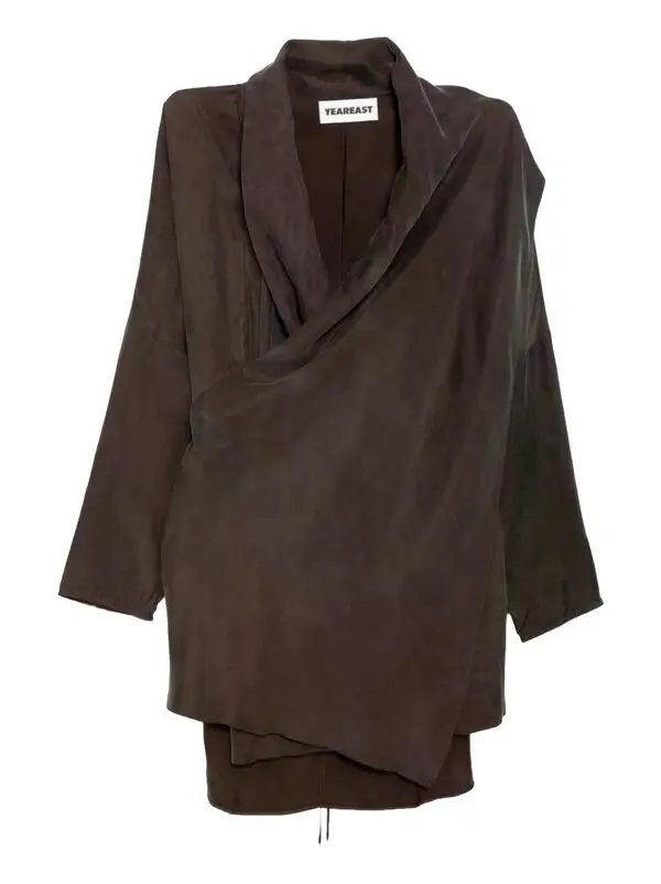 YEAREAST Asymmetric Wrap Blouse - Brown