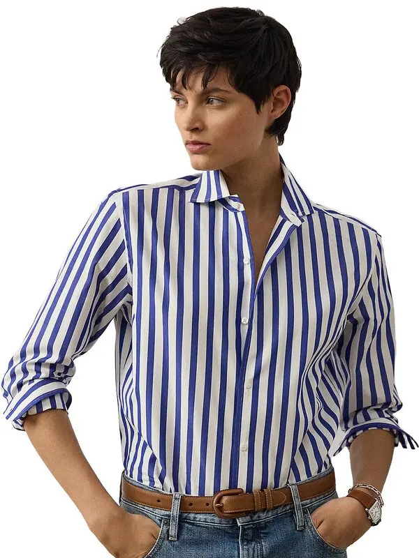 Ralph Lauren Relaxed Fit Striped Cotton Shirt - White/classic Blue