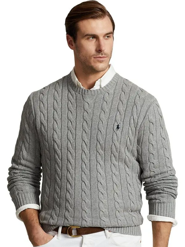 Ralph Lauren Cable-knit Cotton Sweater - Fawn Grey Heather
