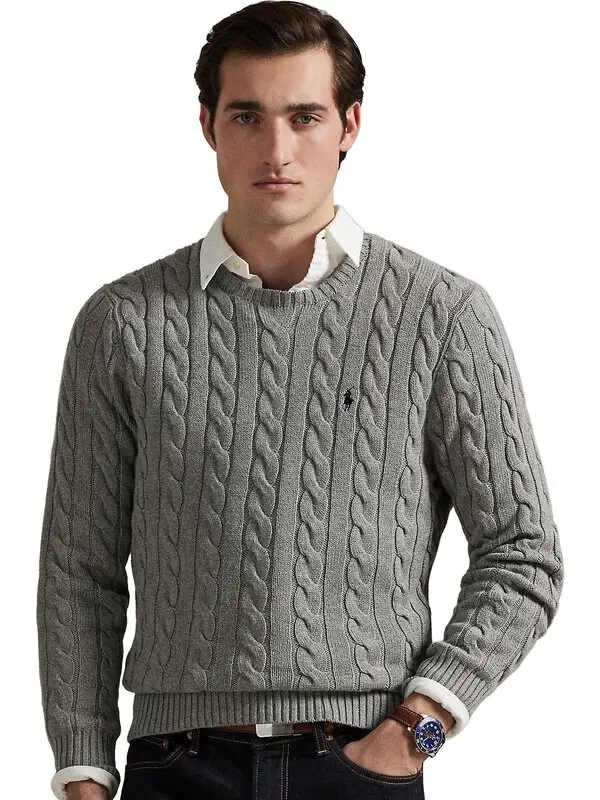 Ralph Lauren Cable-knit Cotton Sweater - Fawn Grey Heather