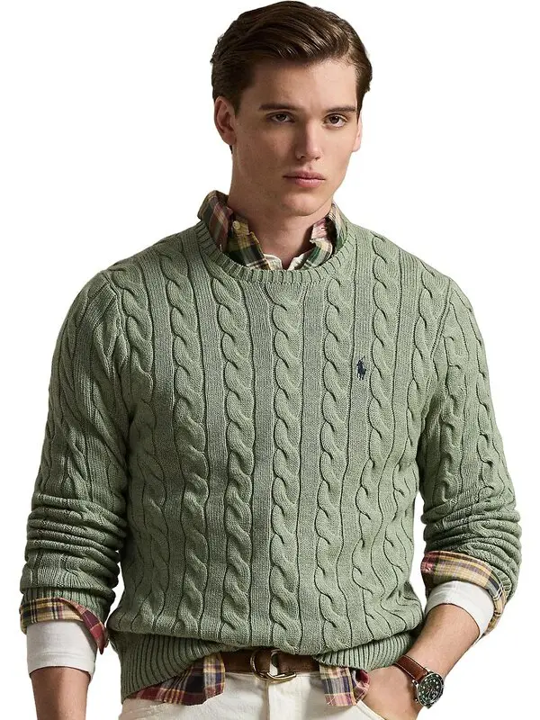 Ralph Lauren Cable-knit Cotton Sweater - Fern Green Heather