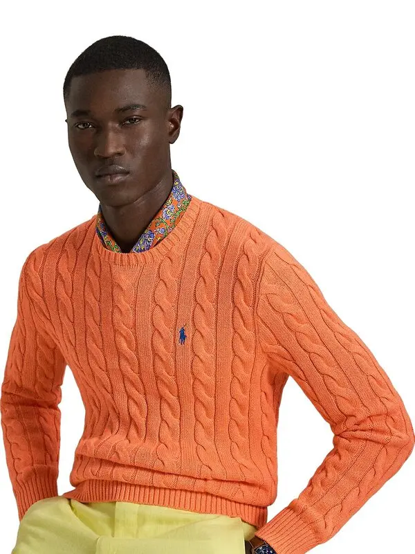 Ralph Lauren Cable-knit Cotton Sweater - Latana Orange Heather
