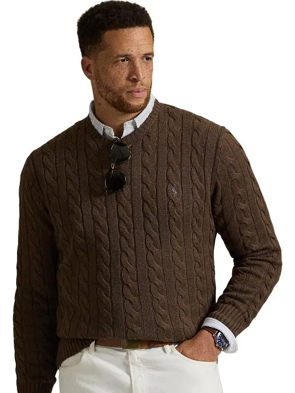 Ralph Lauren Cable-knit Cotton Sweater - Nutmeg Brown Heather