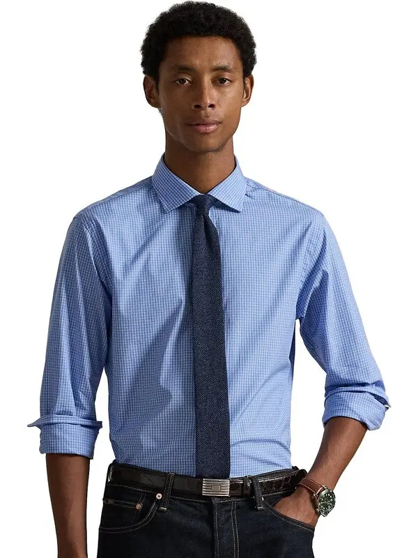 Ralph Lauren Custom Fit Plaid Poplin Shirt - Blue/white