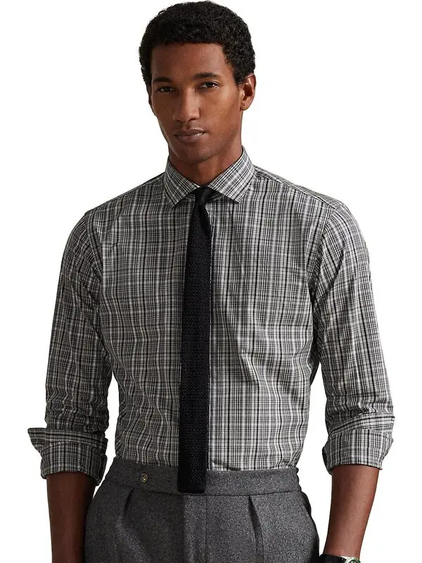 Ralph Lauren Custom Fit Plaid Poplin Shirt - Grey Multi
