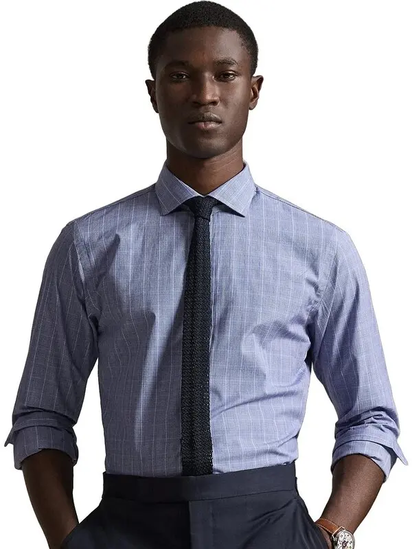 Ralph Lauren Custom Fit Plaid Poplin Shirt - Navy White