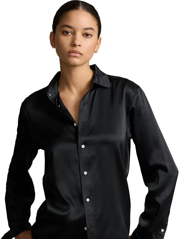 Ralph Lauren Slim Fit Silk Shirt - Polo Black