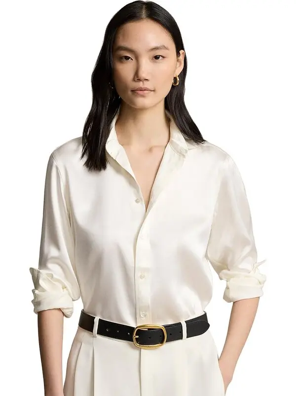 Ralph Lauren Slim Fit Silk Shirt - Trophy Cream