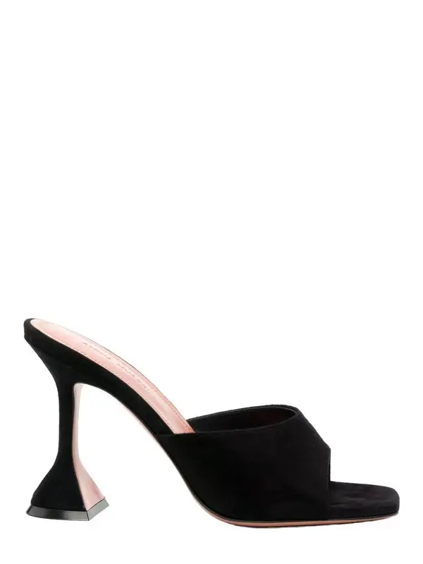 Amina Muaddi Calf Suede Lupita Sandals - Black