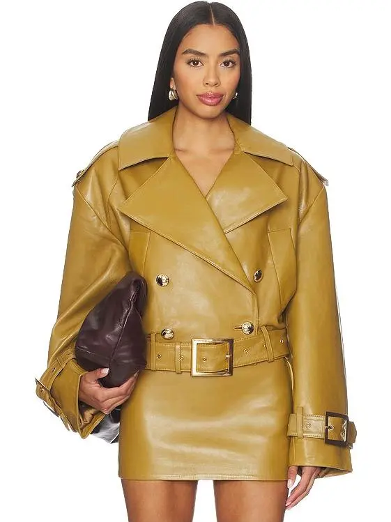 Retrofete Malene Leather Jacket - Olive