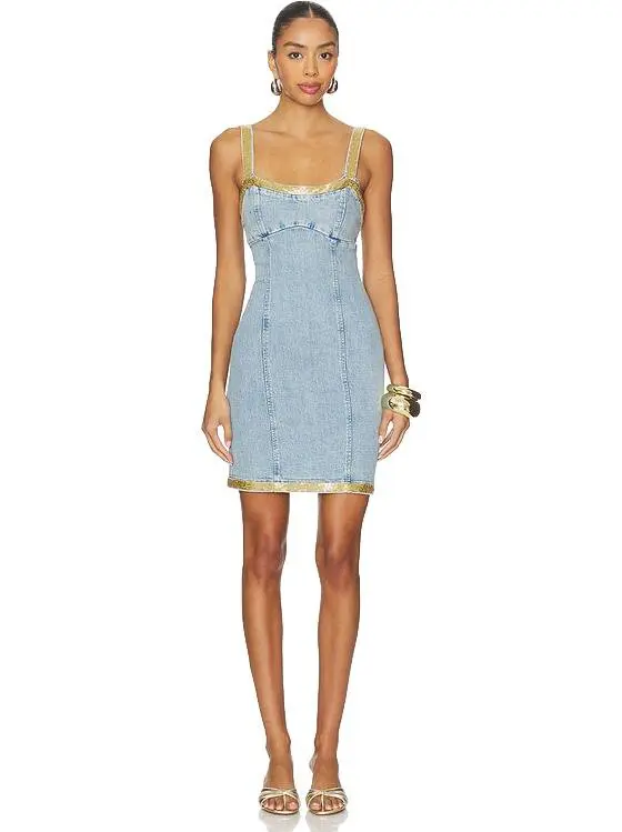 ASTA RESORT Vera Embroidered Mini Dress - Blue