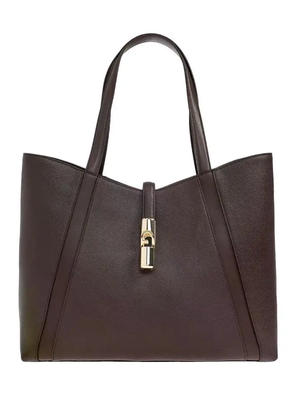 Furla Leather Clasp Tote Bag - Brown