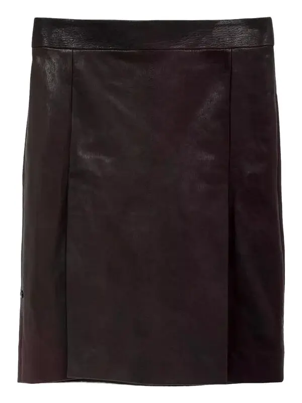 FERRAGAMO Leather Mini Skirt - Brown
