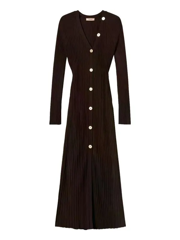 TWINSET Rib-knit Button Cardigan Dress - Brown