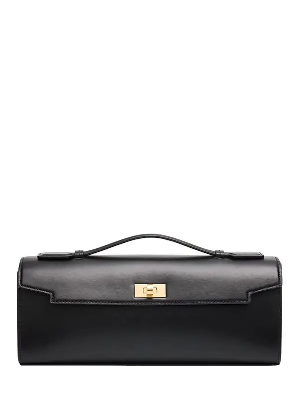 ANYA HINDMARCH Mortimer Boxy Leather Clutch Bag - Black