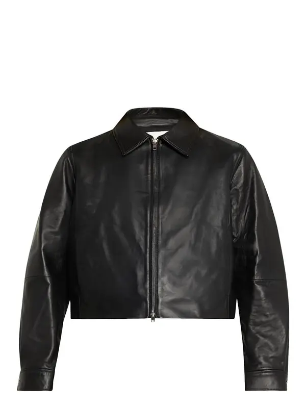 Vince Cropped Faux Leather Jacket - Black