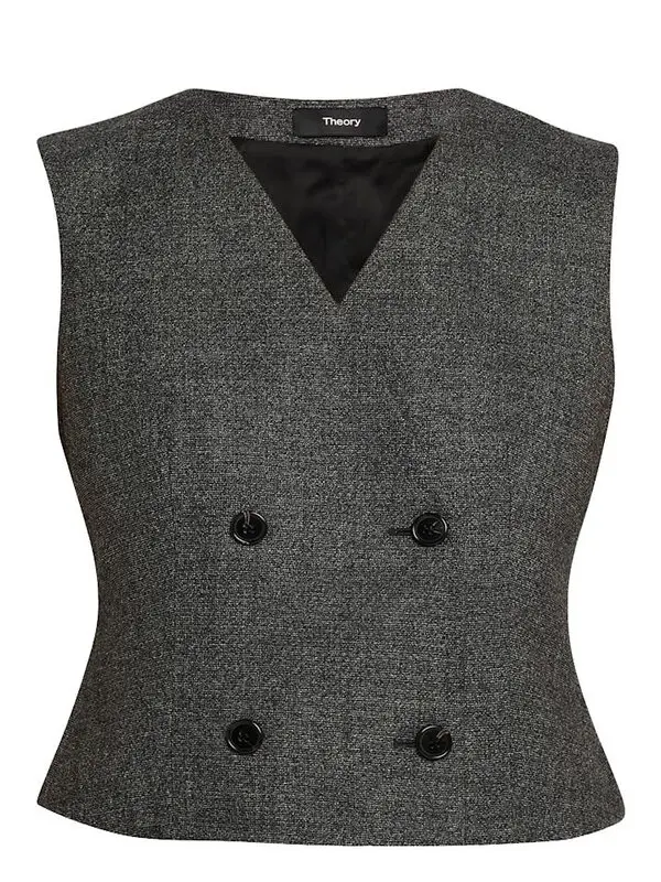 Theory Wool Suiting Vest - Pepper Multi