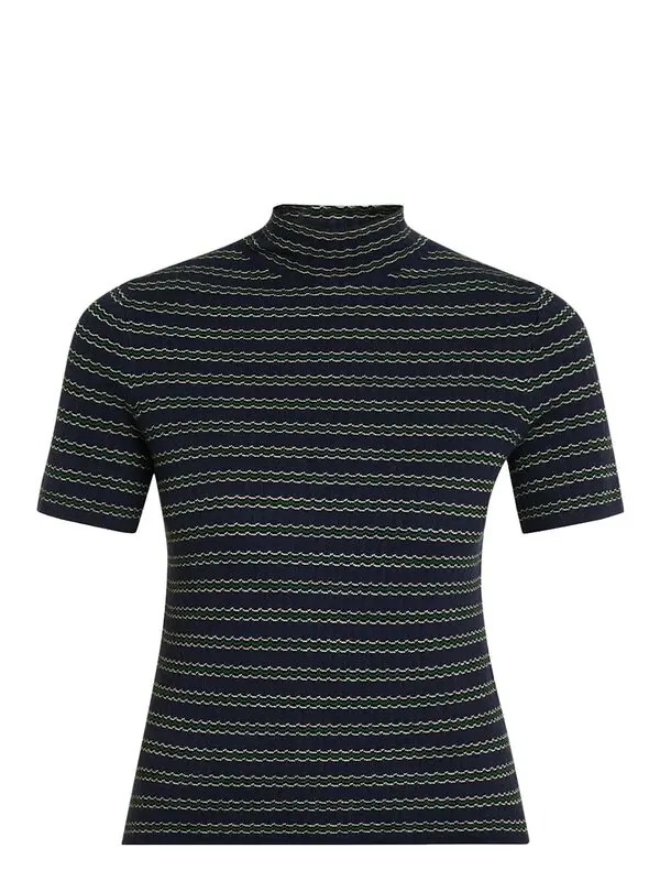 Theory Leenda Stripe Turtleneck Tee - Deep Navy