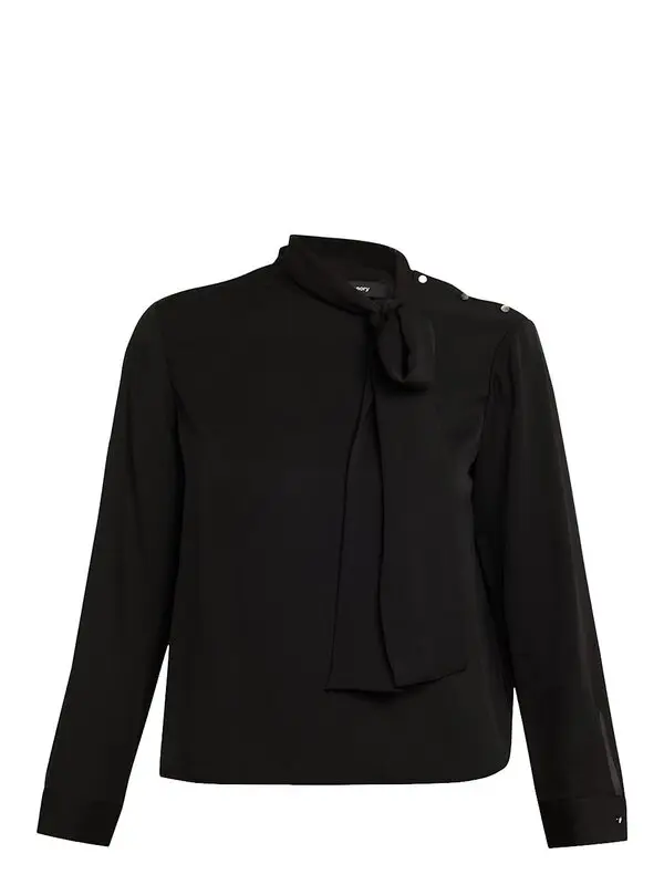 Theory Long-sleeve Tie-neck Blouse - Black