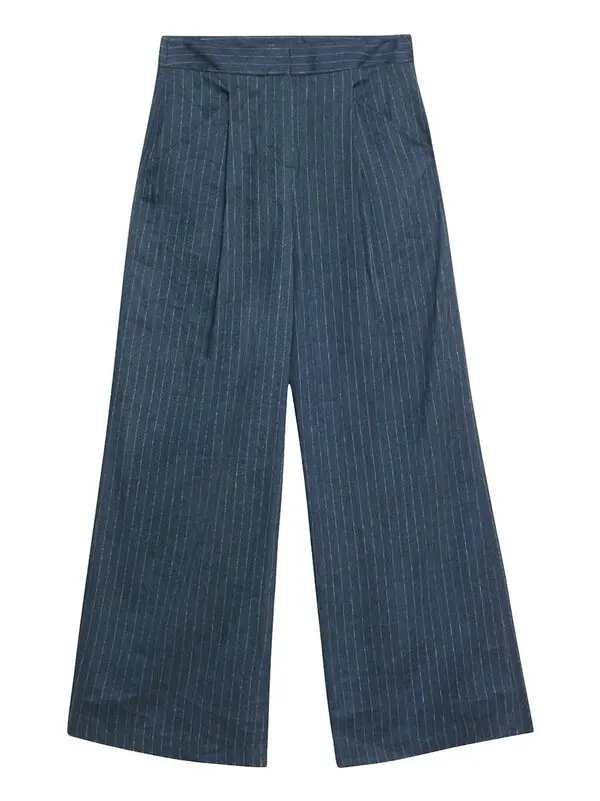 Veronica Beard Rimini Pinstripe Wide Leg Pants - Blue Dove