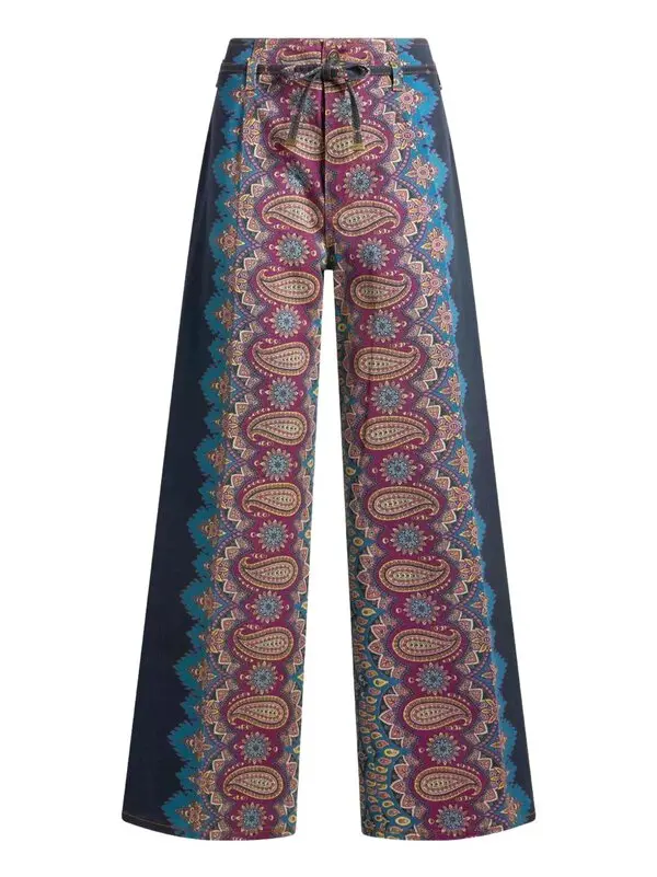 Etro Printed Wide Leg Jeans - Blue