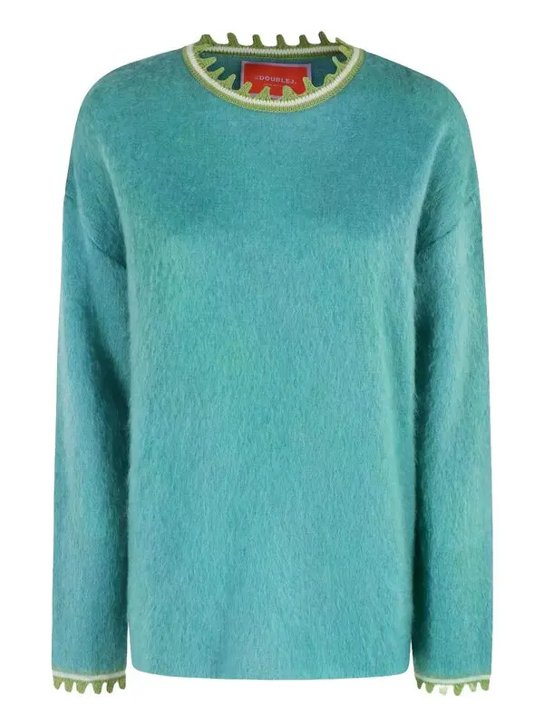La DoubleJ Scalloped-trim Sweater - Blue