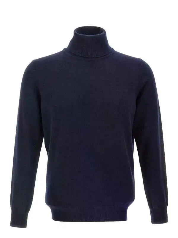 KANGRA Ribbed Cashmere Roll-neck Sweater - Blue
