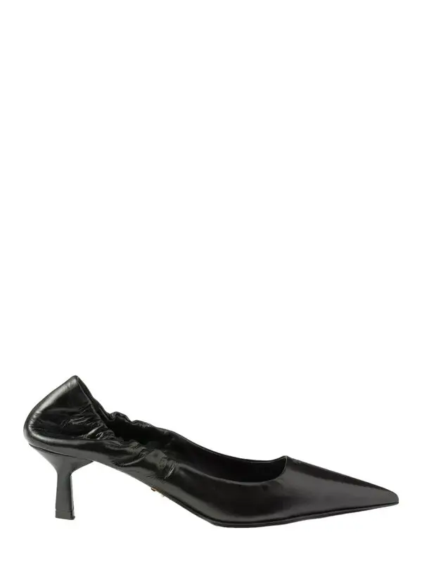 Prada 55mm Ruched-effect Pointed-toe Leather Pumps - Black