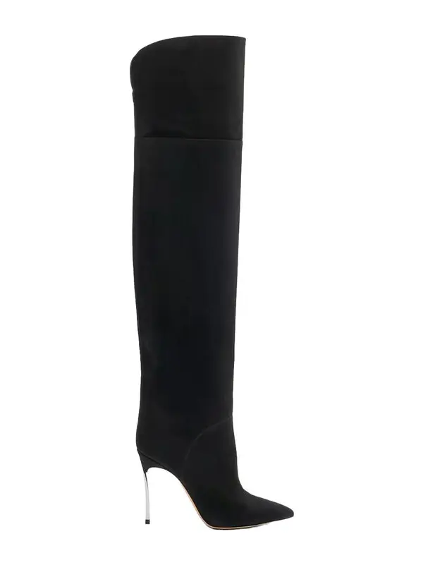 Casadei 100mm Metallic-heel Over-the-knee Suede Boots - Black