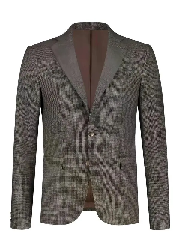 PAUL ZEIST Checked Single-breasted Blazer - Brown