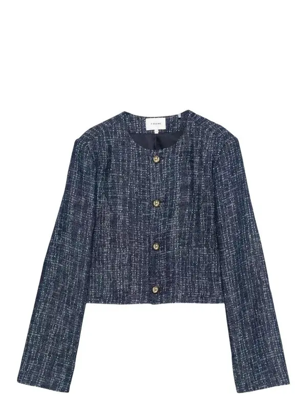 FRAME Tweed Button-up Jacket - Blue