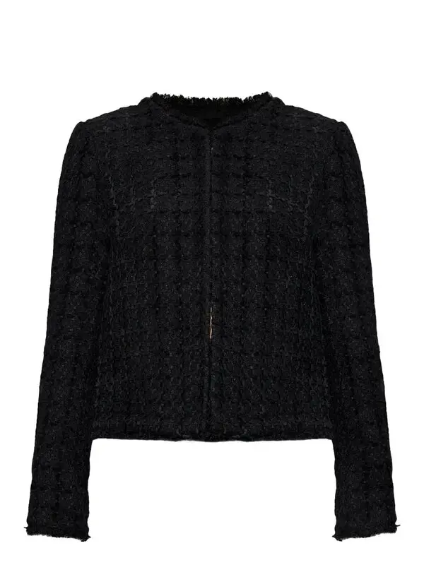 Kate Spade New York Plaza Tweed Frayed-trim Jacket - Black