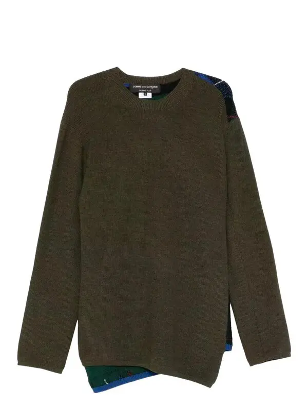 Comme Des Garçons Ribbed Panelled Sweater - Green